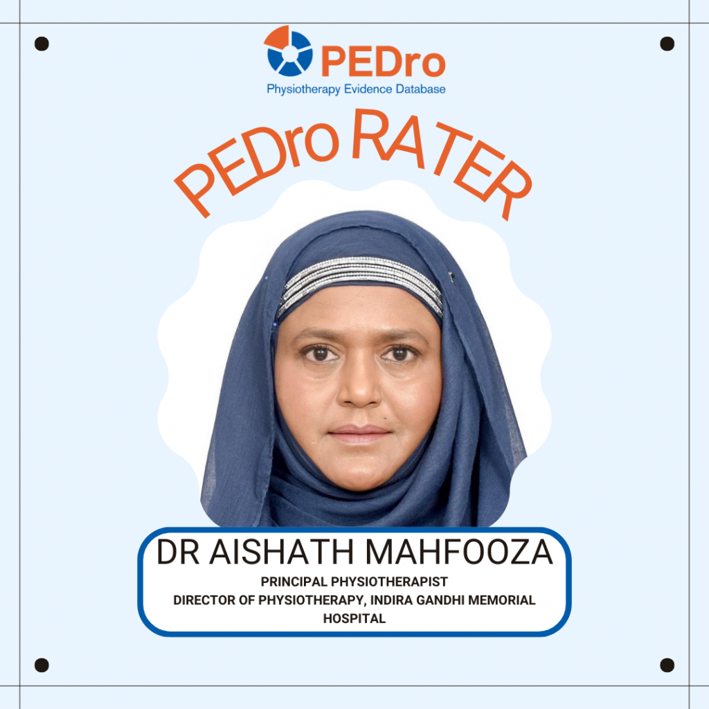 What’s it like to be a PEDro Rater - Dr Aishath Mahfooza - PEDro